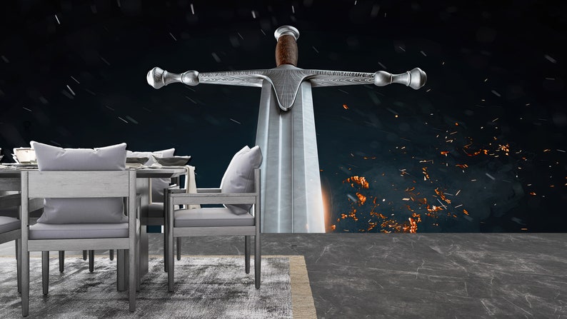 Art Deco Wallpaper Claymore Wall Poster Man Cave Wallpaper - Etsy
