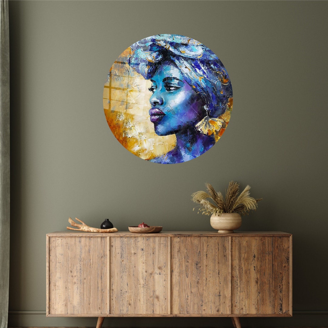 African Woman Print,abstract Woman Glass Decor,wall Art,glass Art,glass ...