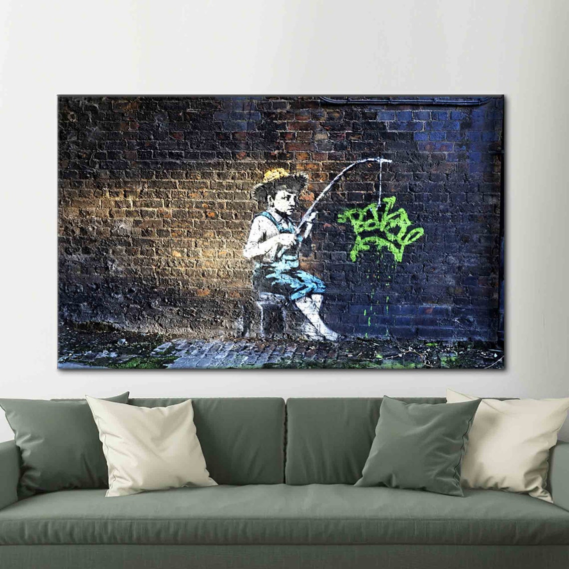 Banksy Fishing Boy Banksy Graffiti Printed Banksy Boy Art - Etsy