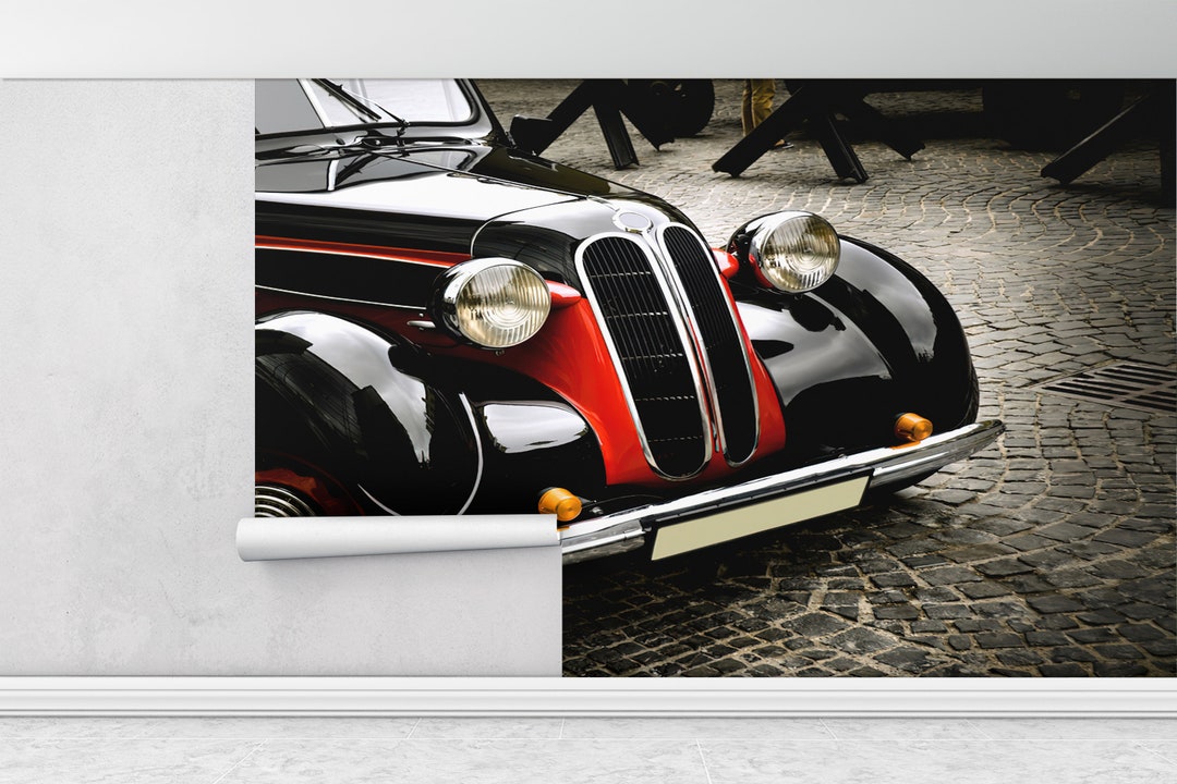 Retro Car Wall Art, Vintage Car Wall Art, Car Mural, Garage Wall Print ...