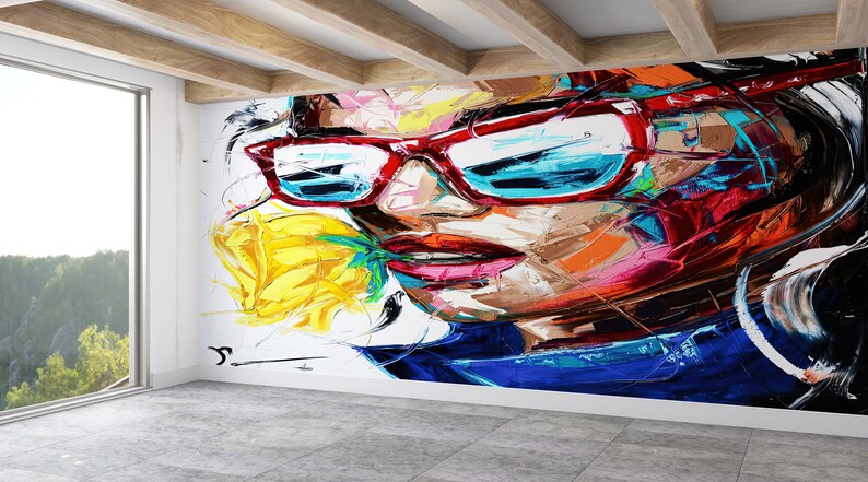 Abstract Woman Wall Mural,custom Wall Paper,woman Street Wall Decor,3d ...