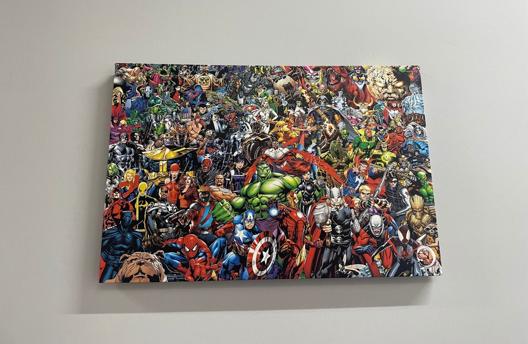 Marvel Heroes, Super Heros Wall Art, Colorful Canvas, Kids Room Printed ...