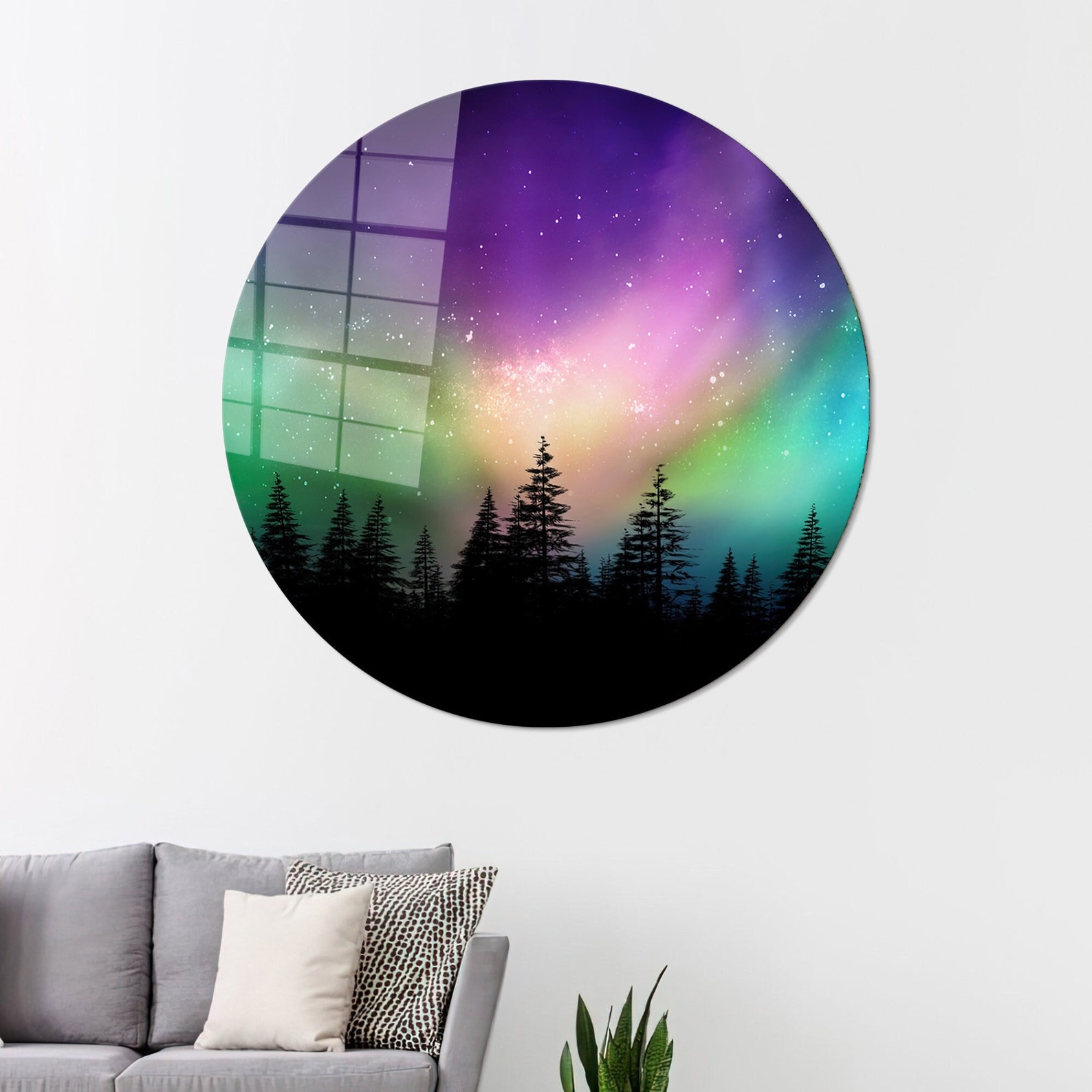 Aurora Borealis Glass,colorful Sky Glass Art,glass Wall Decor,mural Art ...