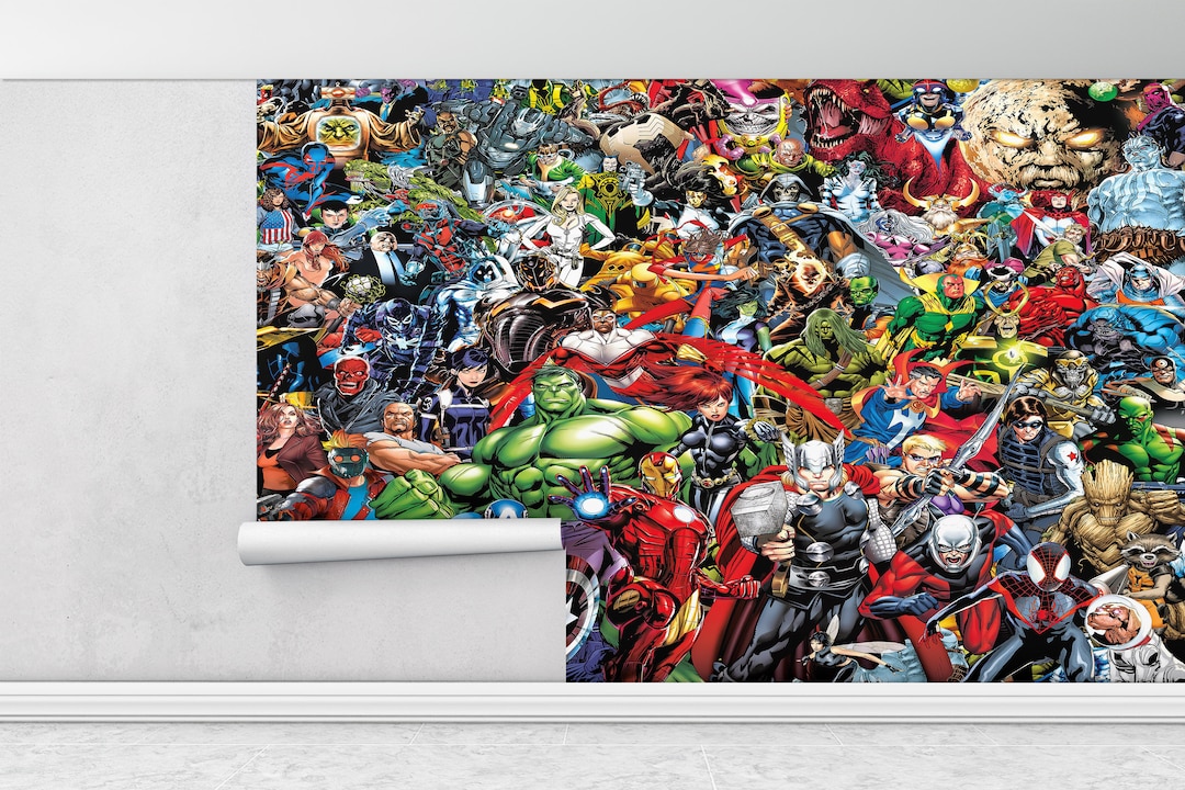 Game Room Wall Poster,marvel Heroes,bright Wall Paper,wall Paper Peel ...