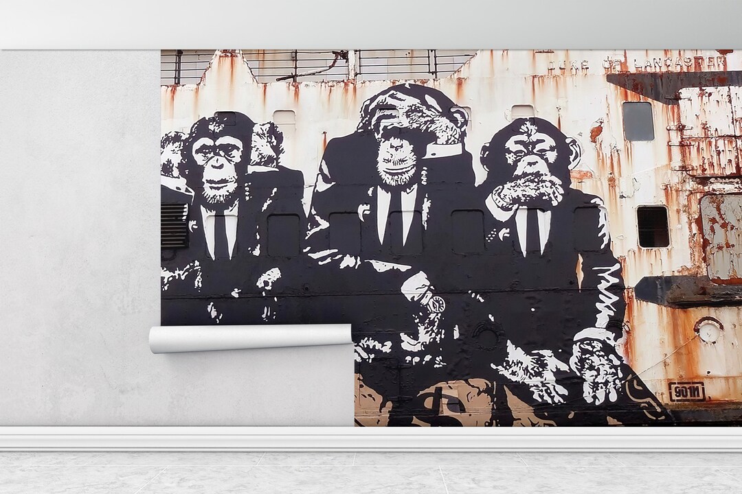 Paper Wall Art ,custom Wall Paper,3d Wall Paper,monkey Graffiti Wall ...