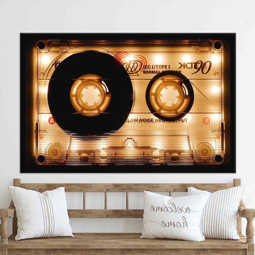 Wall Decor, Large Canvas, Custom Wall Hanging, Shining Audio Cassette ...