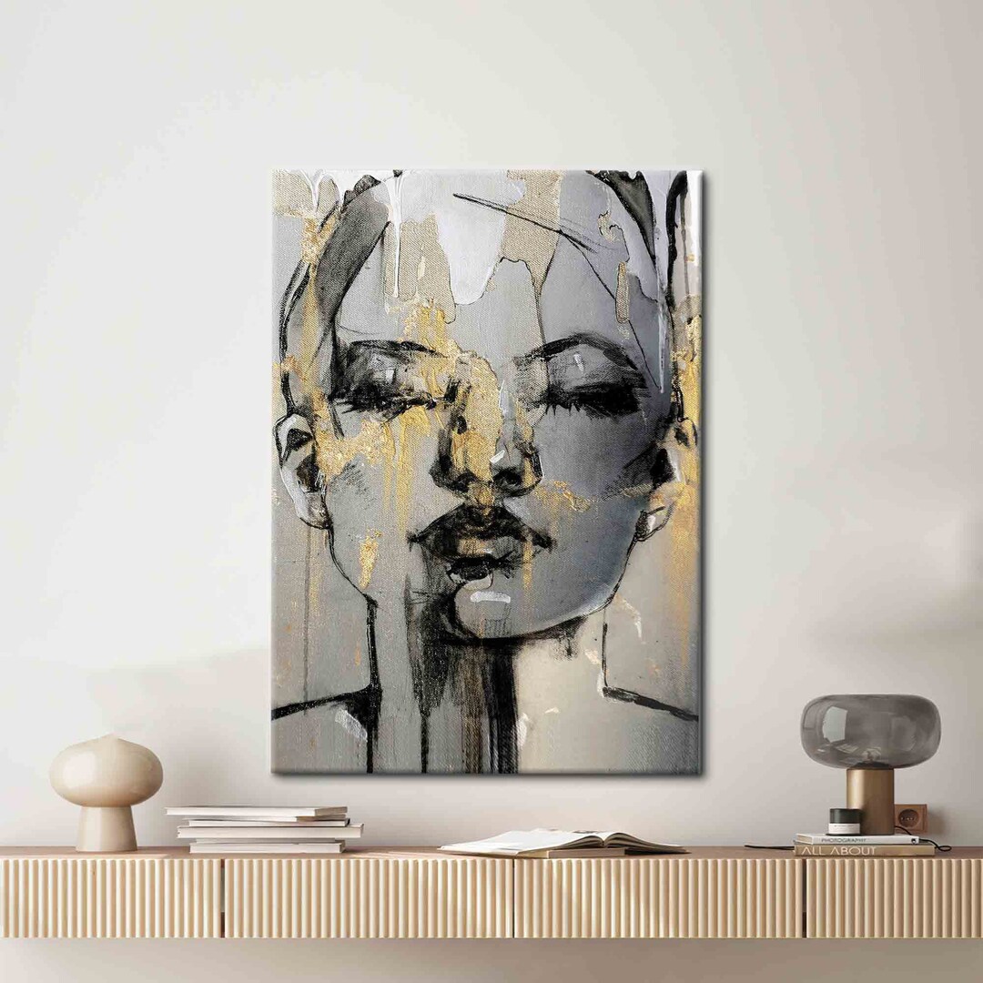 Abstract Woman Face Gold Woman Art Woman Face Wall Decor - Etsy