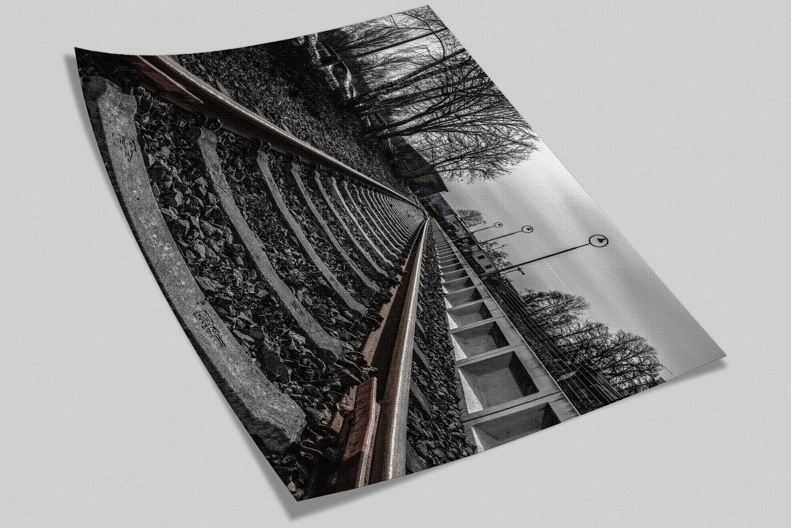 Train Station Wall Mural, Train Track Wall Paper, Railroad Wall Paper ...