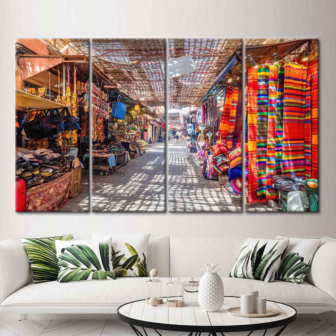 Old Medina Marrakech, Bazaar Wall Decor, Landscape Canvas, View Poster ...