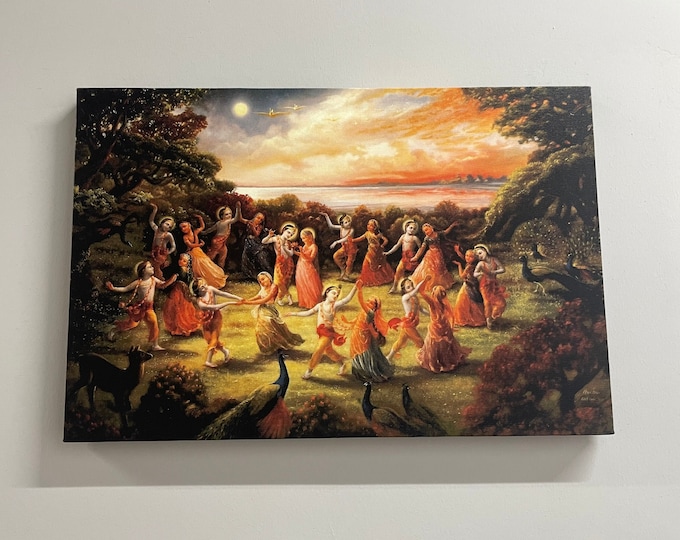 Hand Painted Radha Krishna Raas Leela Pichwai Painting, Krishna ...