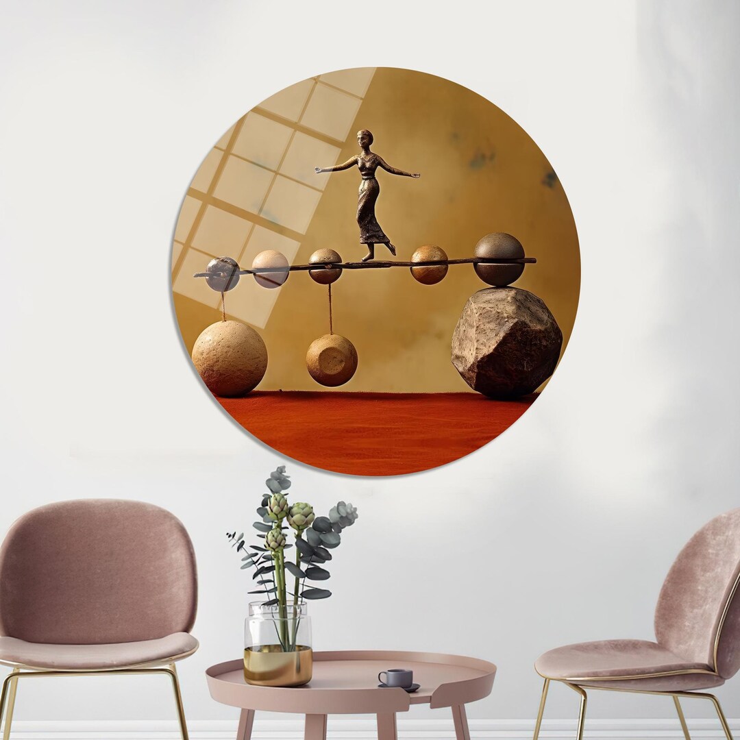 Modern Glass, Boho Wall Decor, Balance Glass Art, Abstract Tempered ...