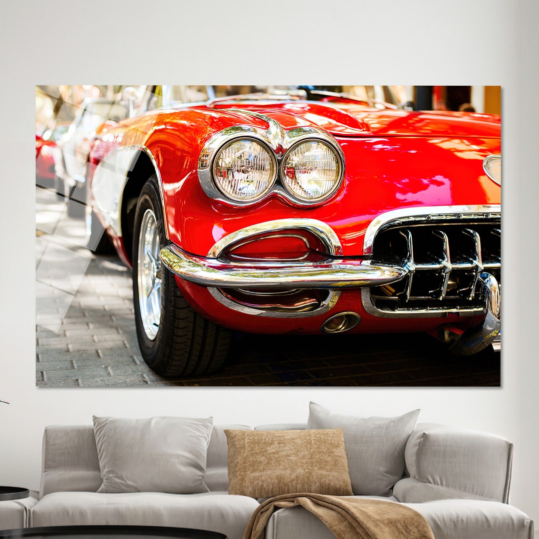 Red Glass Decorcar Wall Decorglassvintage Car Tempered - Etsy