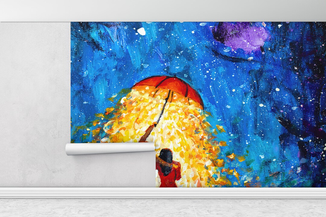 Romantic Couple Mural, Romantic Wallpaper, Red Umbrella Wall Mural ...