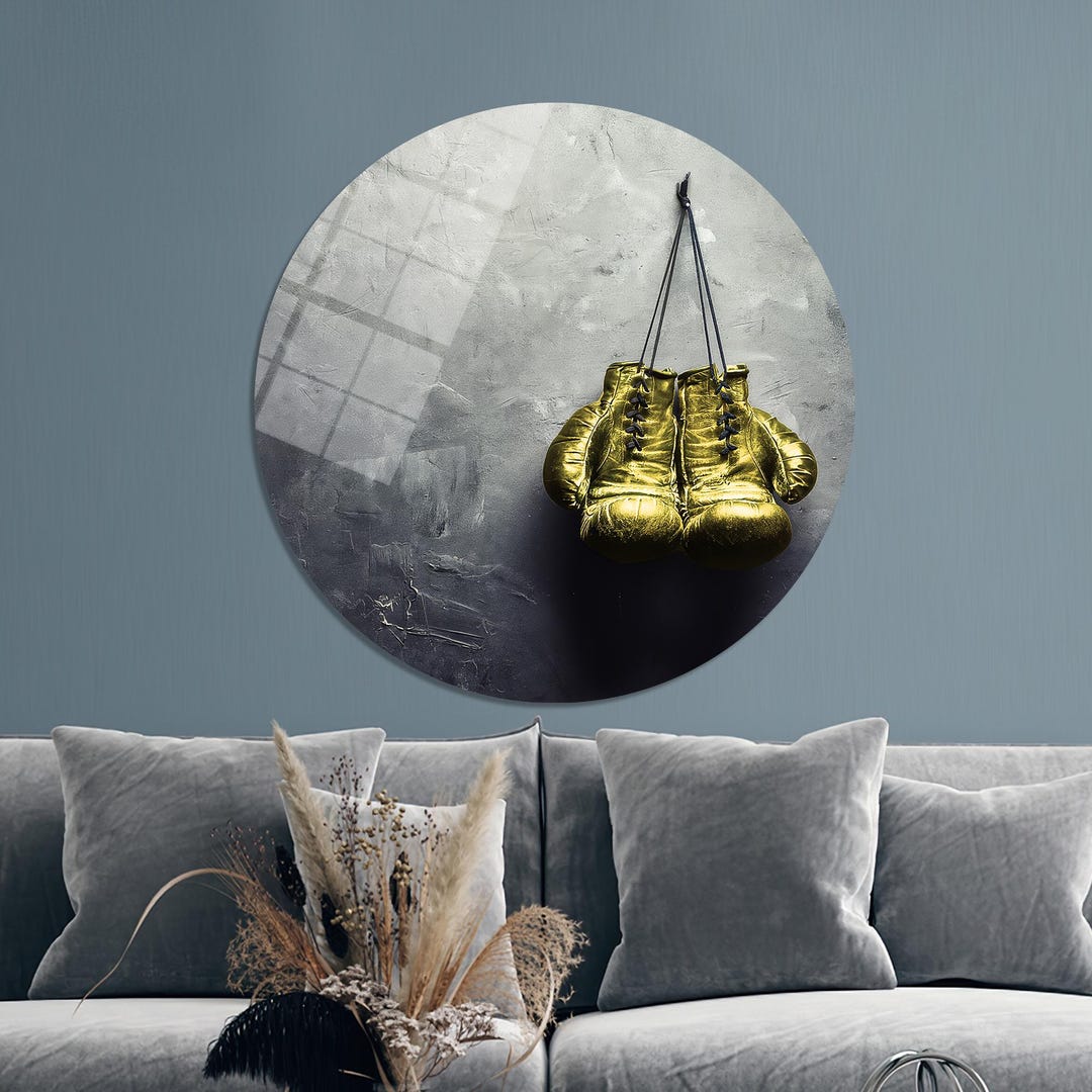 Boy Room Wall Decor, Boxing Glass Wall Art, Man Cave Tempered Glass ...