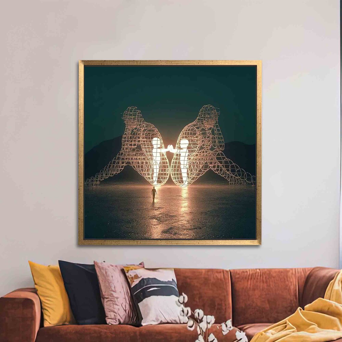 Two People Turning Their Backs on Each Other at Burning Man, Modern ...