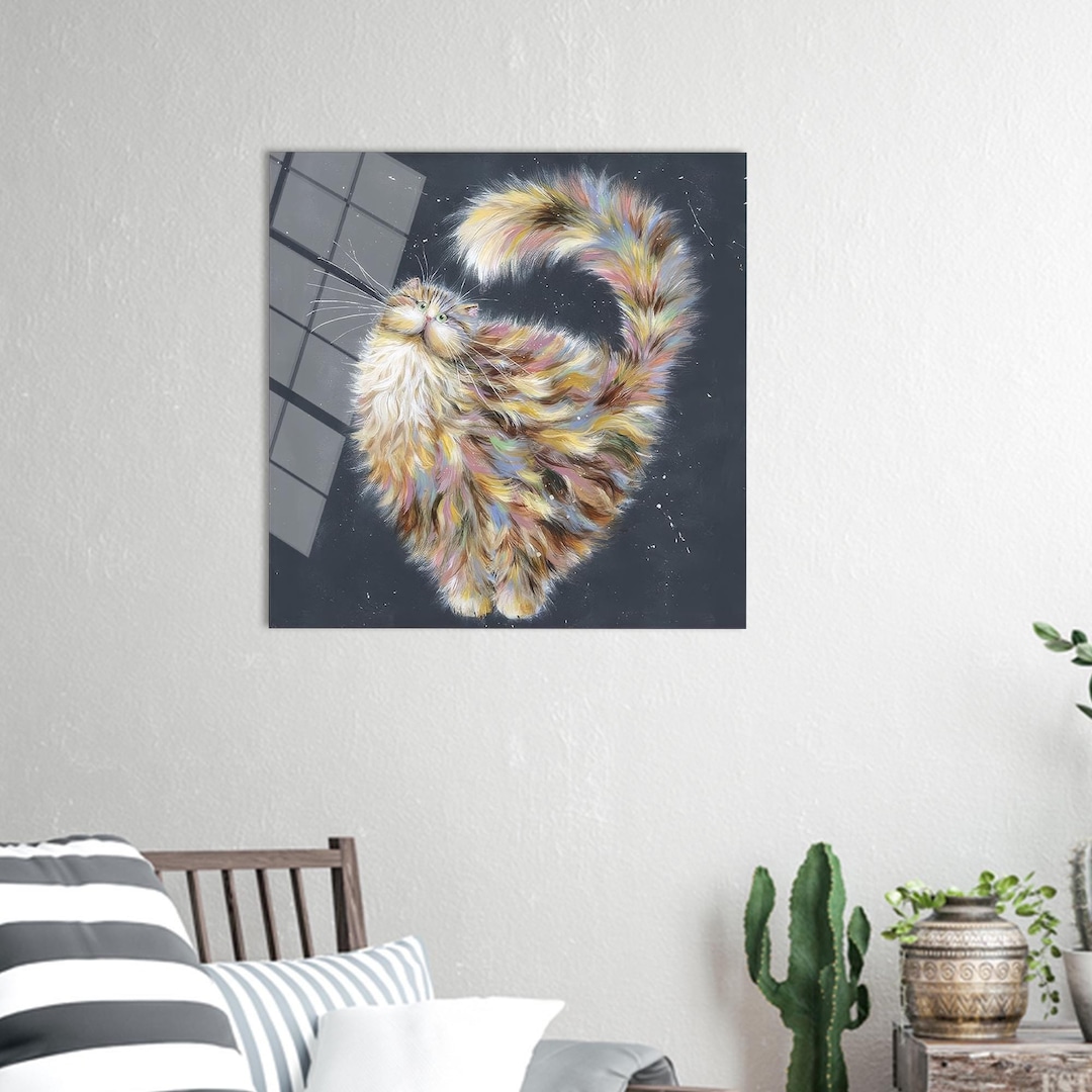 Abstract Cat Wall Art, Cat Lover Wall Decoration, Animal Wall ...