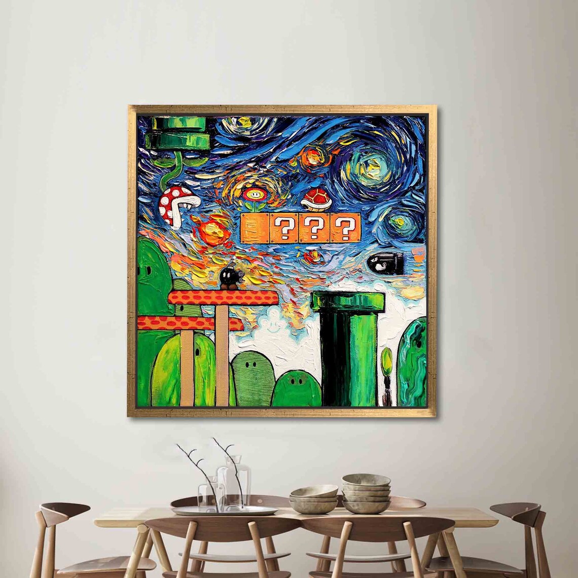 Mario World Van Gogh Super Mario Wall Art Abstract Wall Art - Etsy