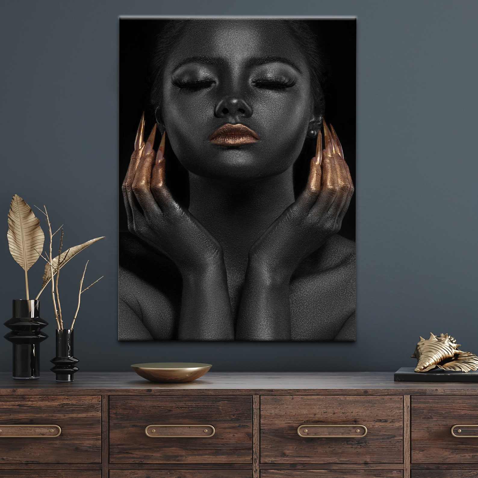 Shimmery African Woman Abstract Artwork Abstract Woman Wall - Etsy