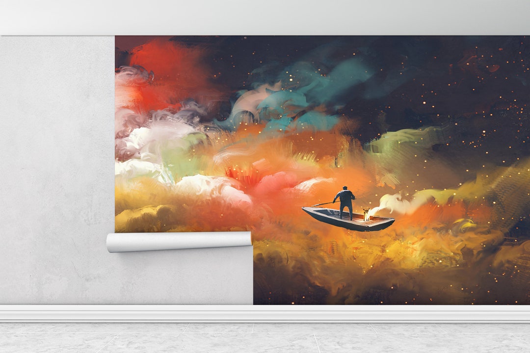 Space Wall Mural, Man Wall Art, Modern Wall Painting, Cloud Atlas Wall ...