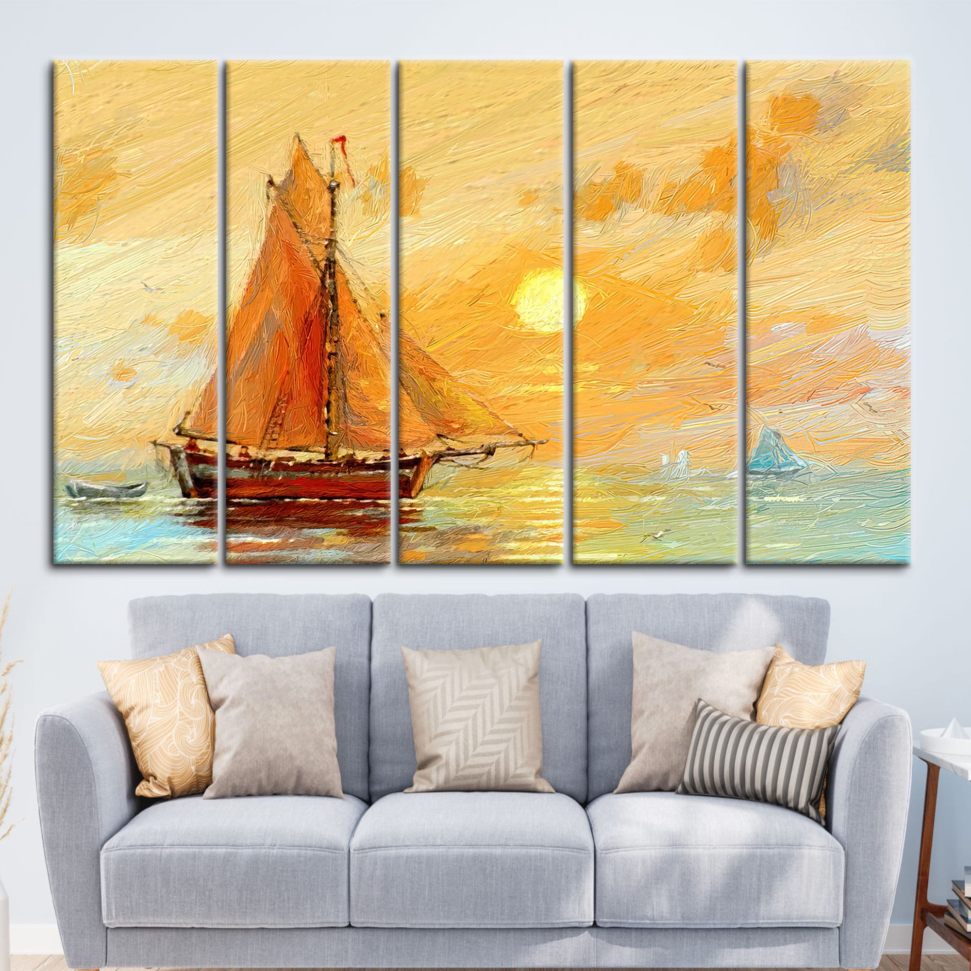 Fishing Boats Paiting Fishing Boats Art Canvas Abstract Sea - Etsy