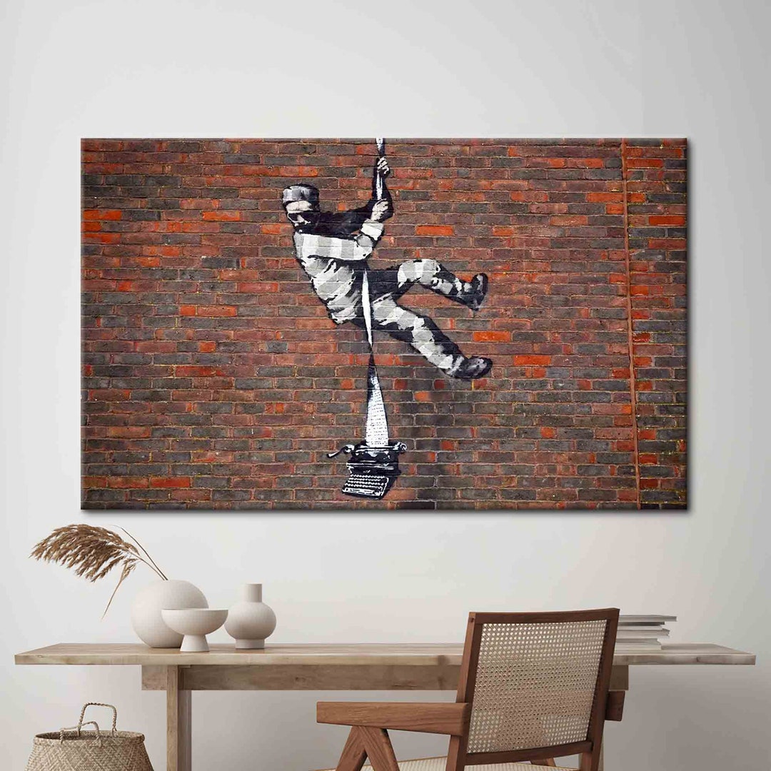 Bansky Reading Prison, Banksy Street Art, Banksy Printed, Street Canvas ...