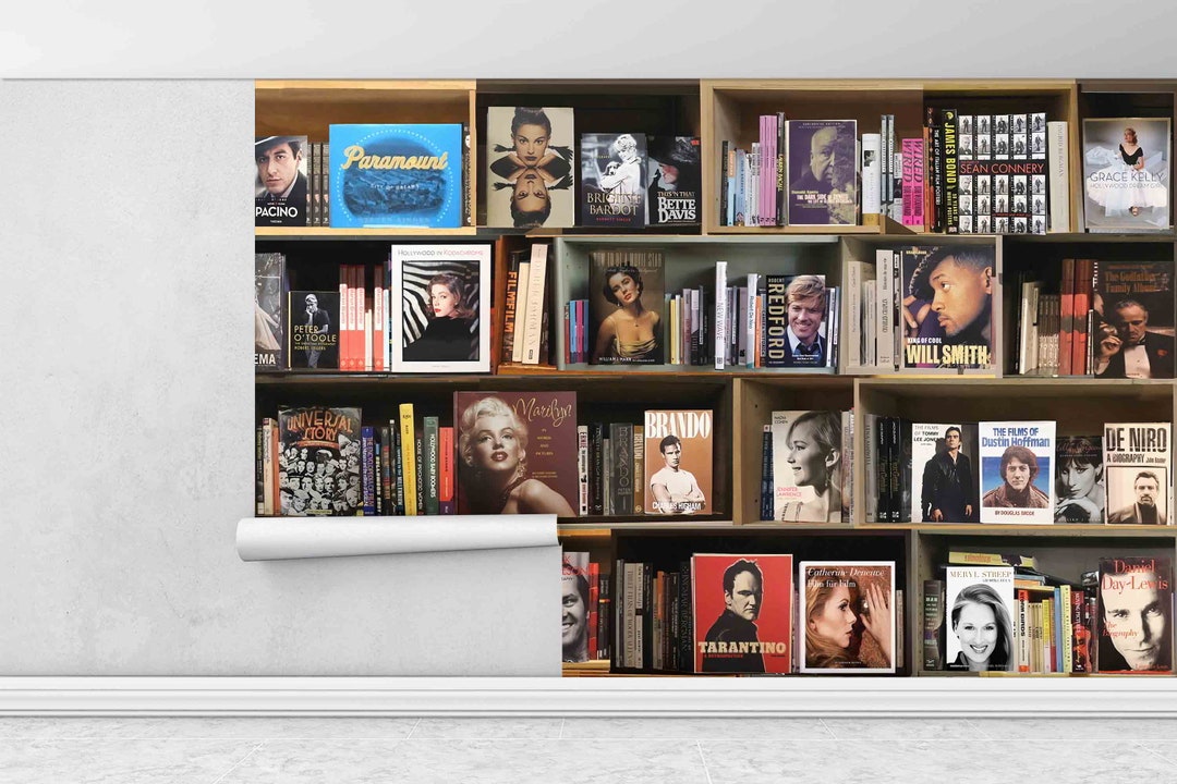 Bookshelf Wall Print, Custom Wall Paper, Library Wallpaper, Book Mural ...