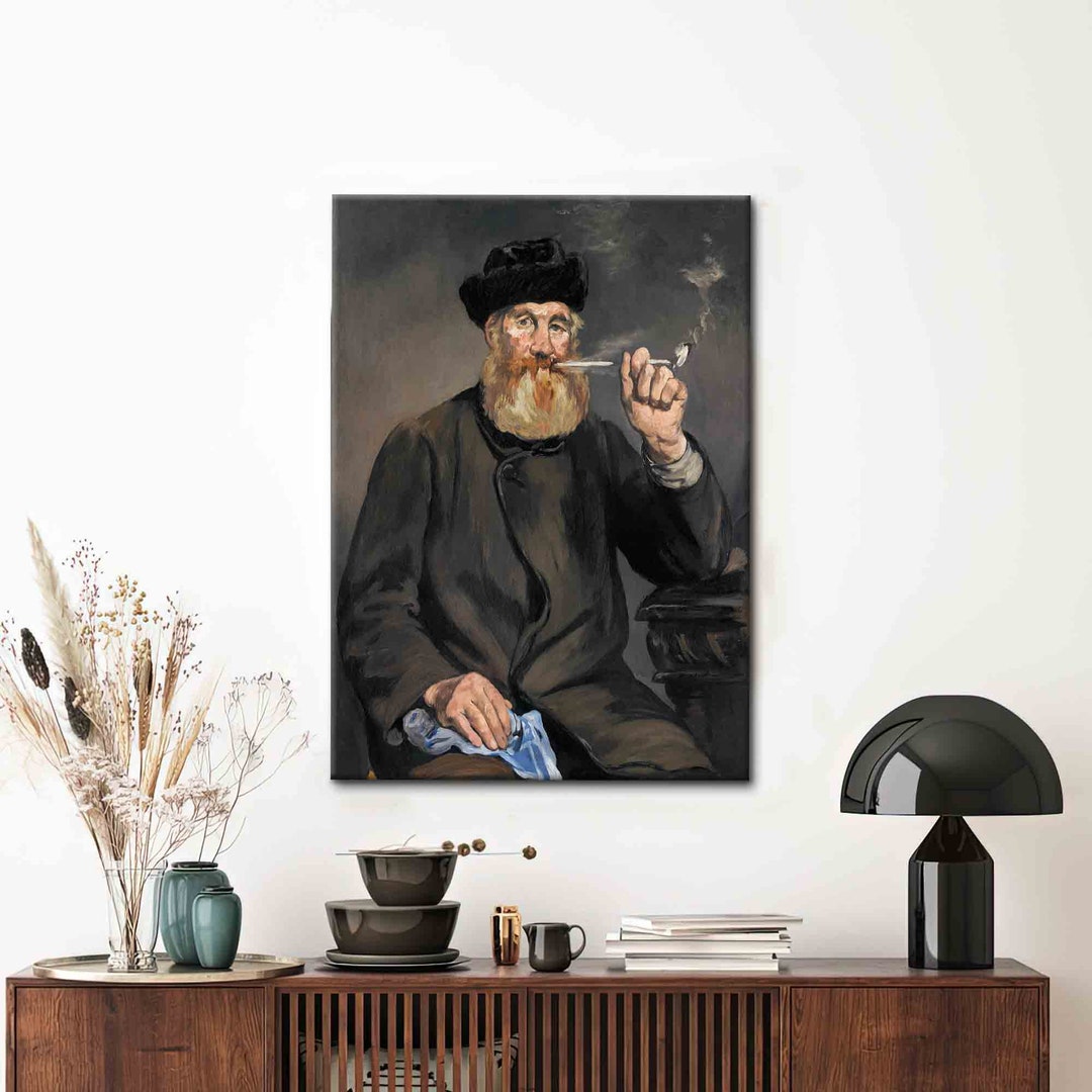 Man Smoking Pipe Paintings, Smoking Man Wall Decor, Abstract Man Art ...