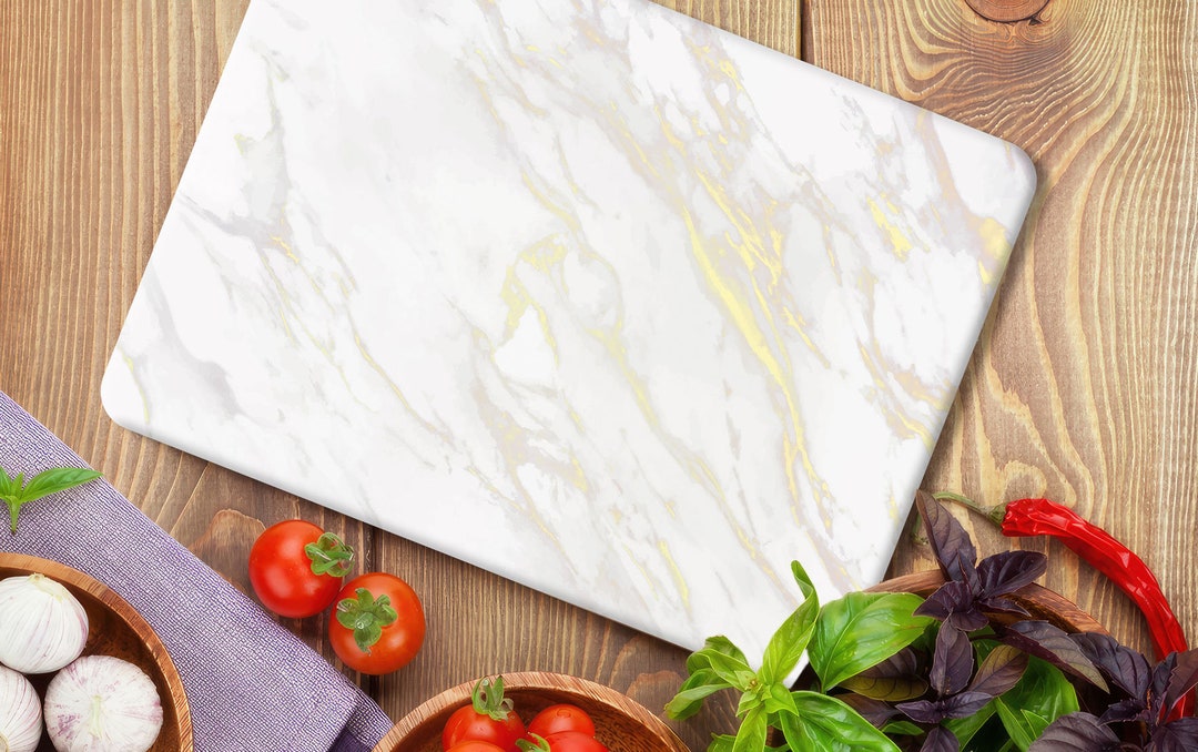 White Marble Print Serving Board, Gold Marble Serving Board, Marble ...