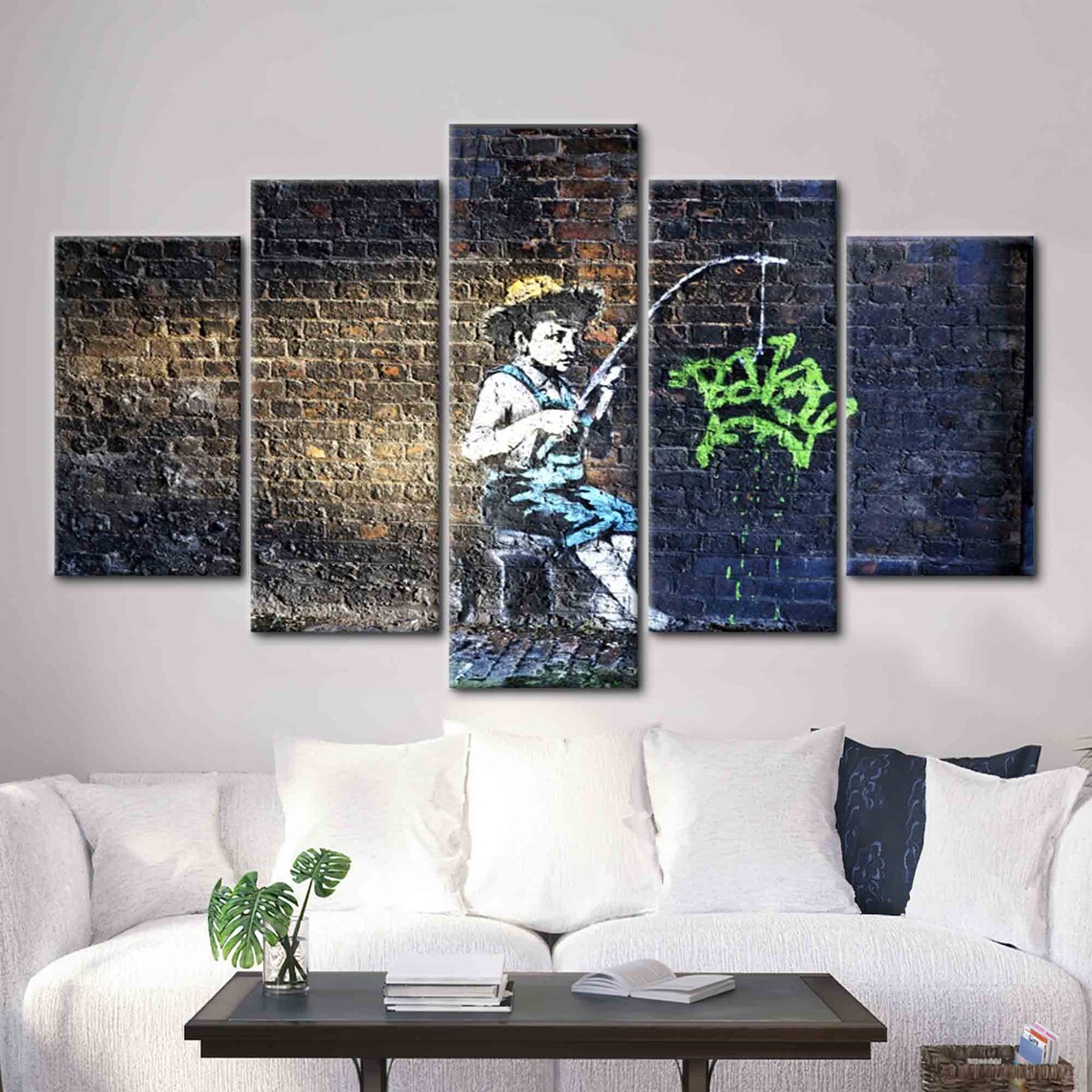 Banksy Fishing Boy Banksy Graffiti Printed Banksy Boy Art - Etsy