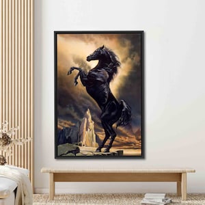 Black Stallion, Black Horse Poster, Animal Art, Black Stallion Canvas ...