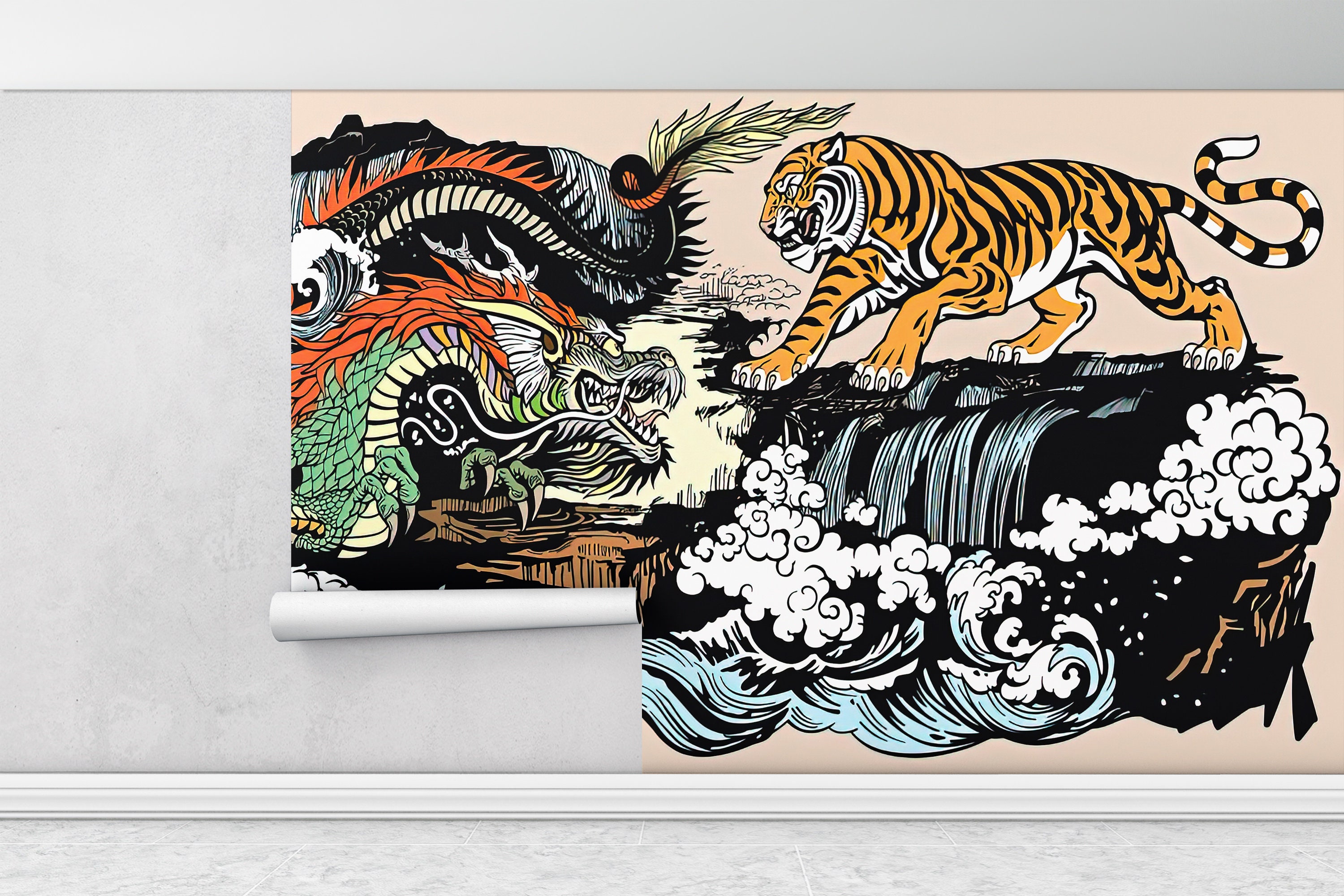 Chinese Dragon And Tiger Wallpaper
