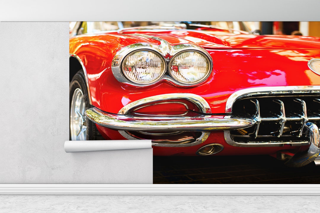Garage Wall Painting, Car Lover Gift Wall Print, Red Car Wall Mural ...