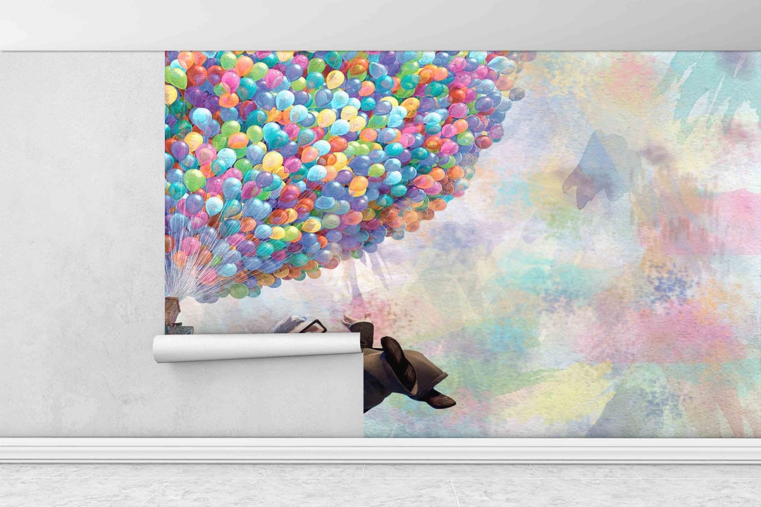 Colorful up Movie Mural, Air Balloons Wall Poster, Nursery Paper Craft ...