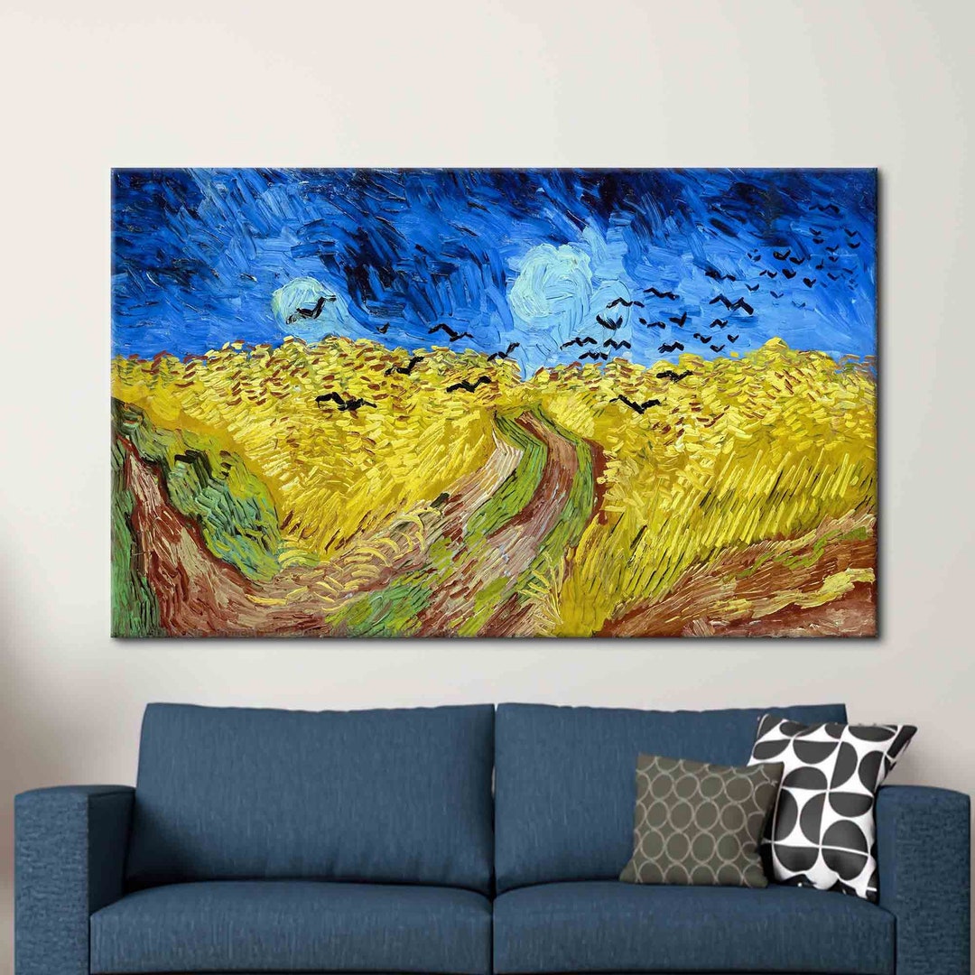 Wheatfield With Crows, Field Landscape Canvas, Reproduction Poster, Oil ...