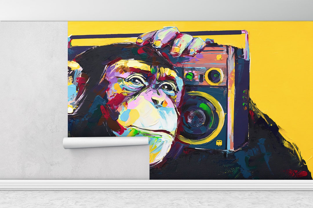 Monkey Wallpaper, Wall Paper Peel and Stick, Monkey Radio Wall Mural ...
