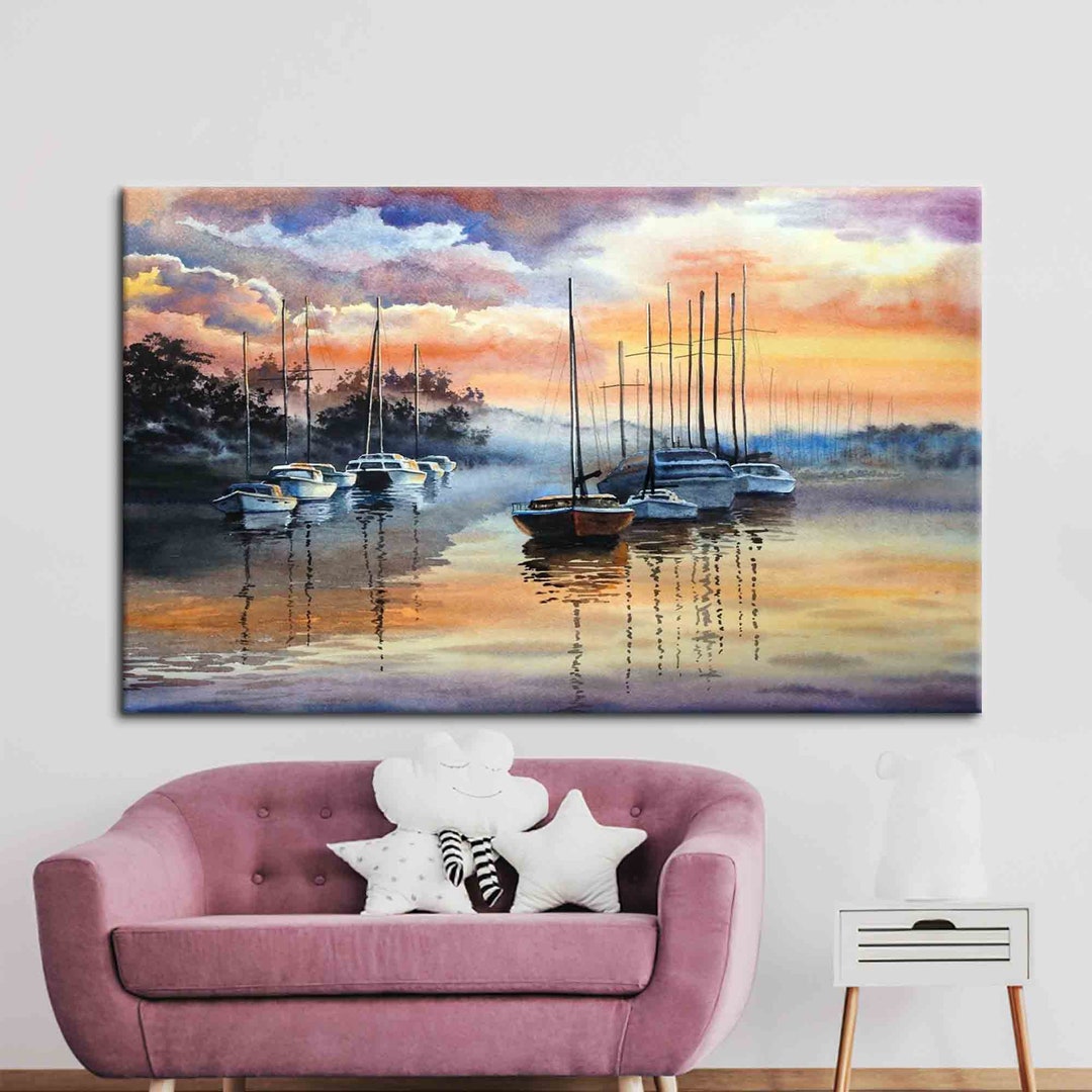 Abstract Art, Sunset Poster, Landscape Wall Decor, View Canvas Art ...