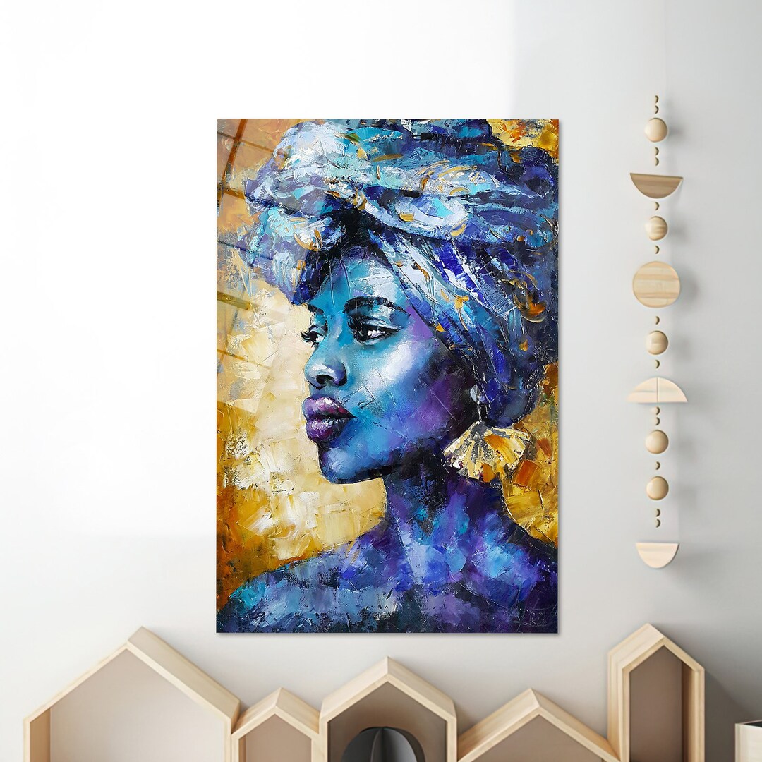 African Woman Printabstract Woman Glass Decorwall Artglass - Etsy