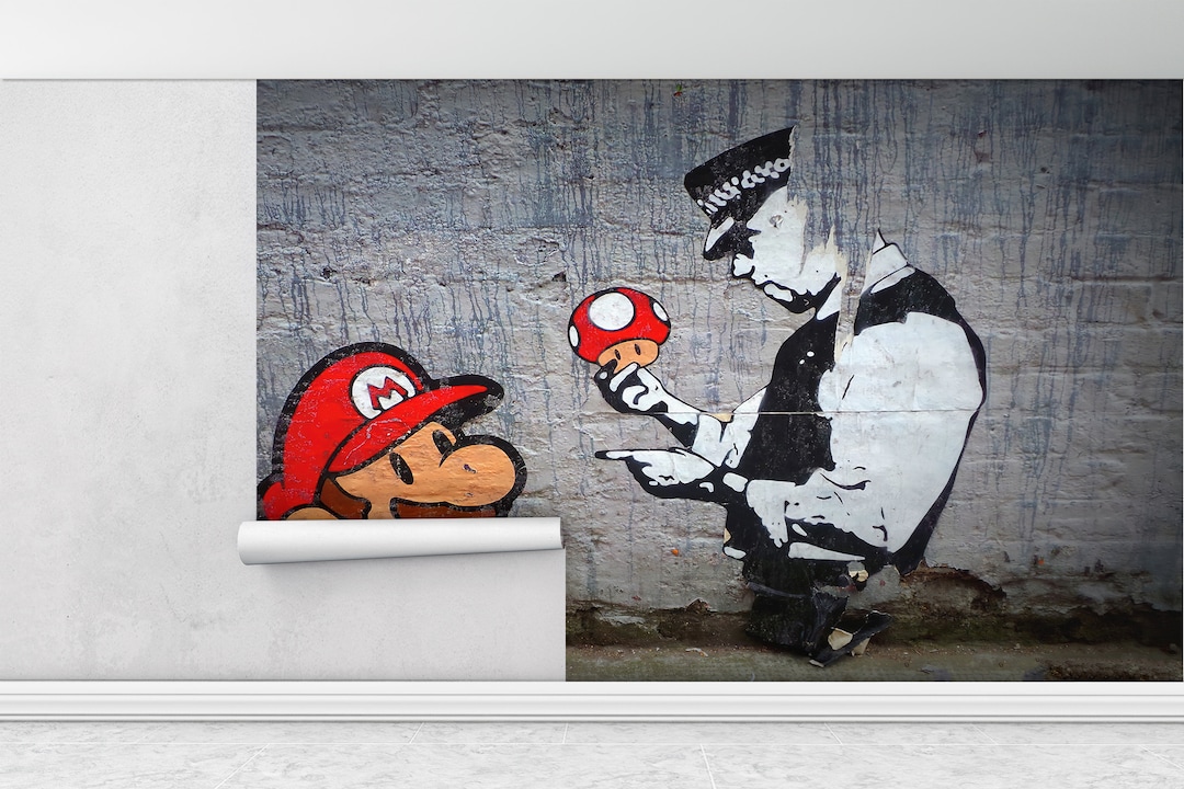 Super Mario Banksy Wall Art, Painting Wallpaper, Abstract Wall Decor ...