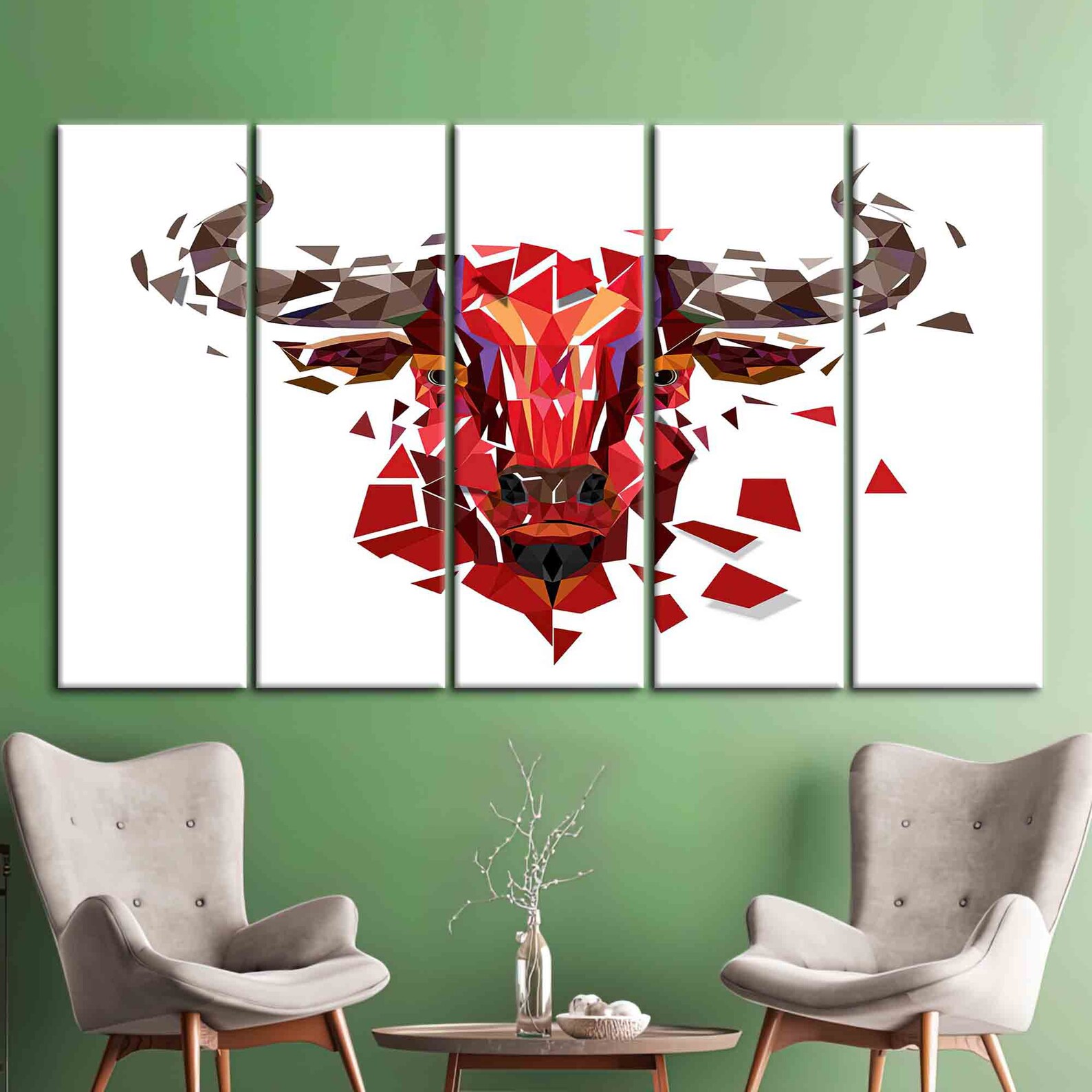 Buffalo Poster Bull Wall Art Polygon Artwork Animal Wall - Etsy