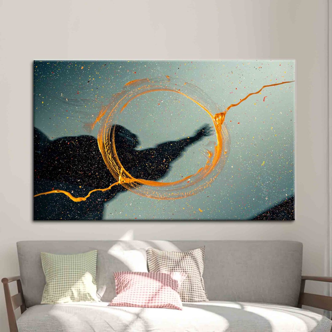 Human Silhouette Wall Decor, Yellow Poster, Contemporary Artwork ...