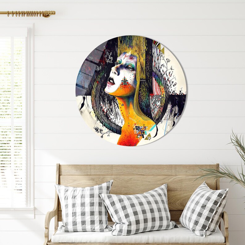 Woman Portra Glass Wall Art, Abstract Woman Portrait Wall Art, Woman ...