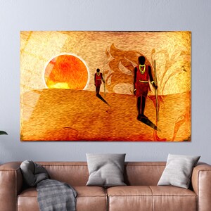 African Glass Art,two African in Desert,ethnic Glass Art,glass Wall Art ...
