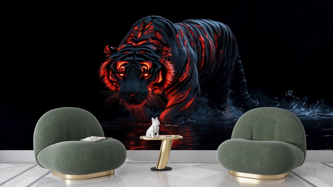 Surreal Tiger Wall Art, Animal Mural, Decals for Walls, Surreal Tiger ...