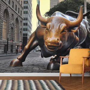 Bull Wallpaper, Animal Statue Wall Print, Landscape Wall Print, New ...
