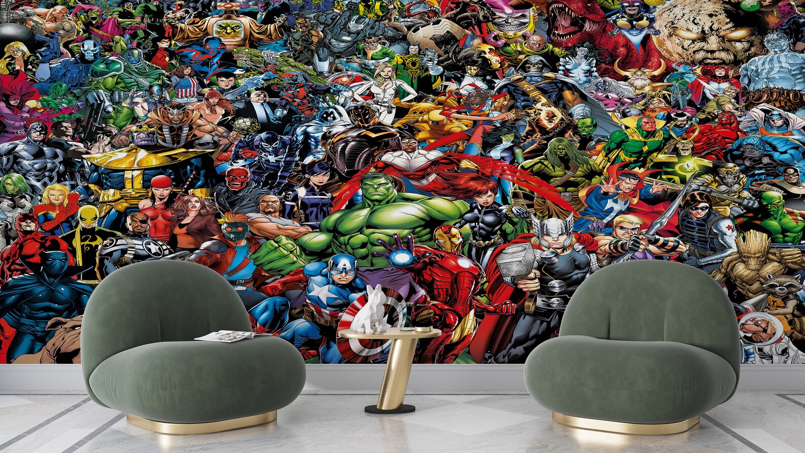 Game Room Wall Postermarvel Heroesbright Wall Paperwall - Etsy