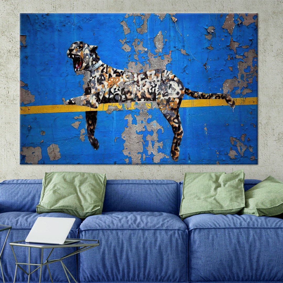 Banksy Leopard Wall Art, Painting Canvas Art, Abstract Artwork, Banksy ...