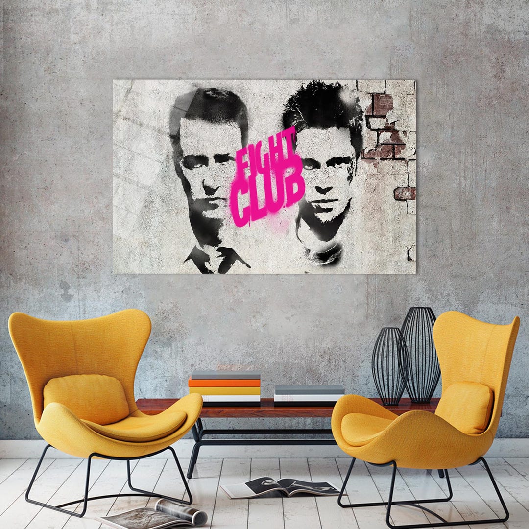 Fight Club Glass Printing, Fight Graffiti Wall Decor, Graffiti Glass ...