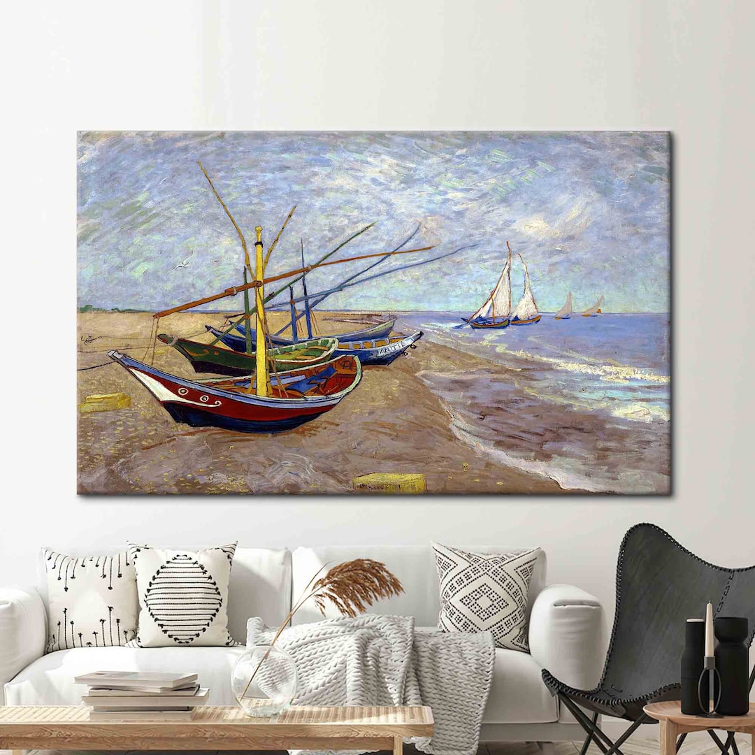 Fishing Boats on the Beach at Saintes Maries,van Gogh Boat Wall Decor ...