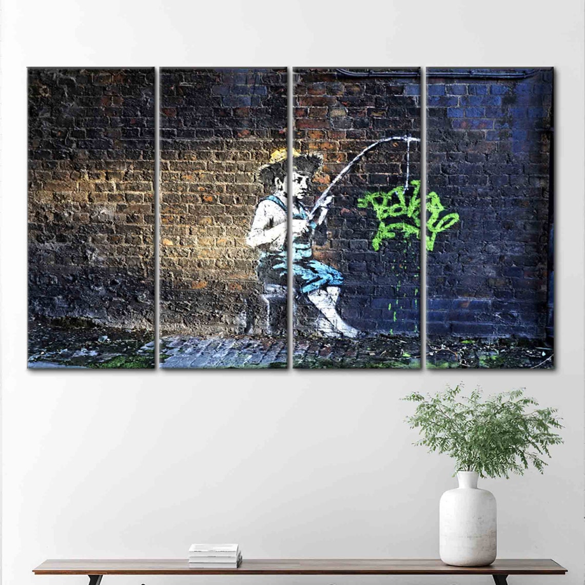 Banksy Fishing Boy Banksy Graffiti Printed Banksy Boy Art - Etsy