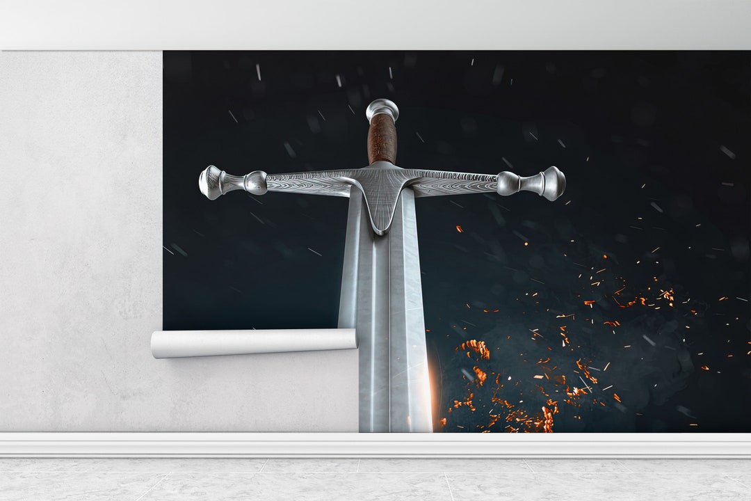 Art Deco Wallpaper, Claymore Wall Poster, Man Cave Wallpaper, Warrior ...